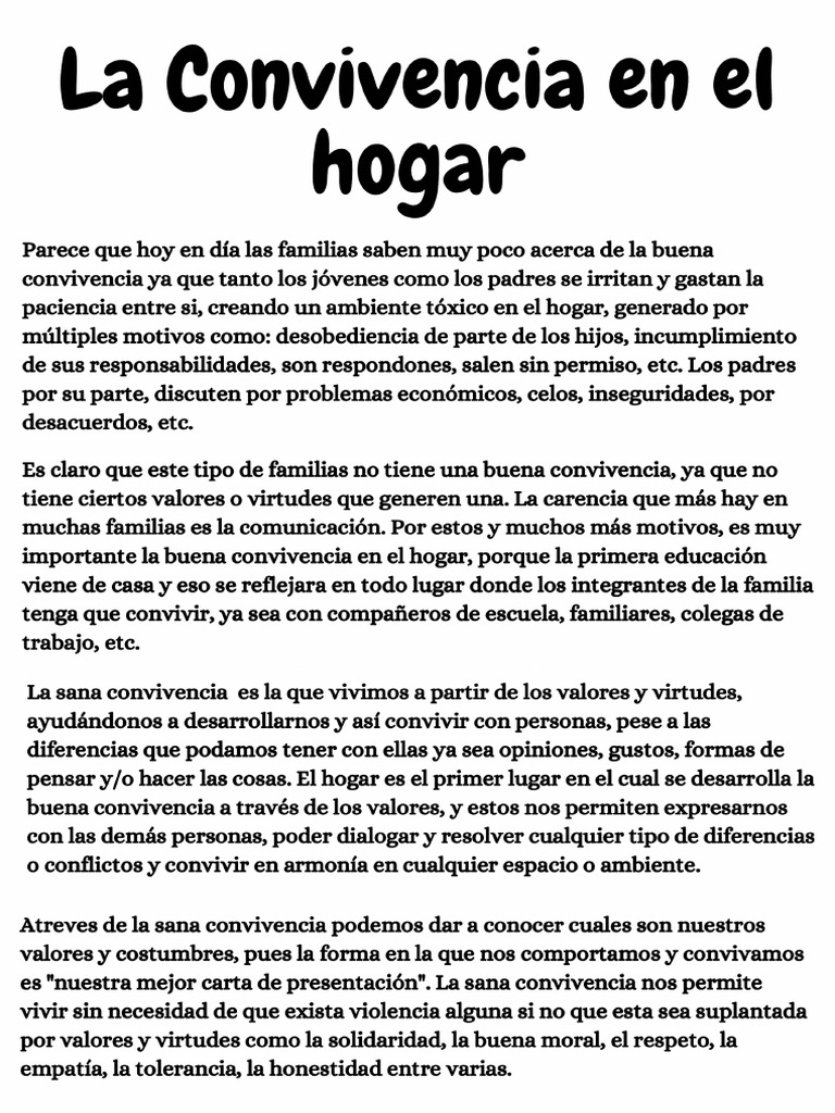 La Buena Convivencia en El Hogar | PDF