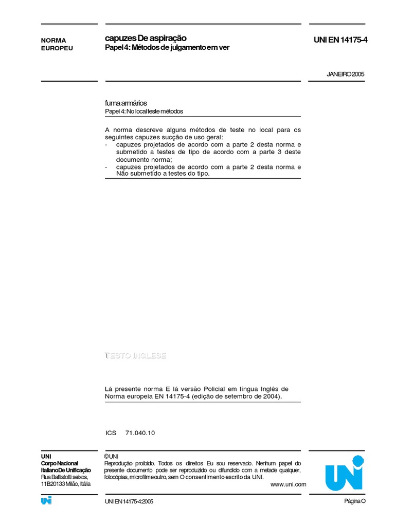 Norma en 14175-4 - Tradução | Download grátis PDF | Europa | Medição