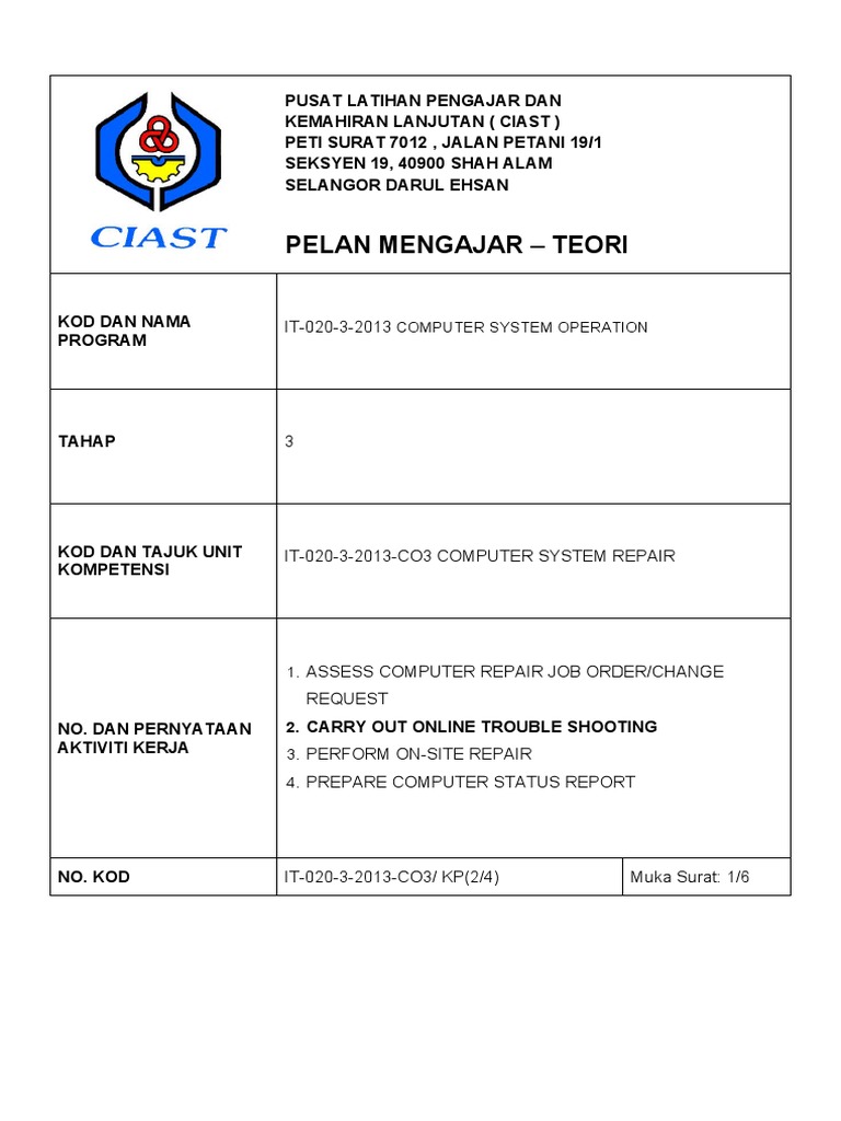 3.contoh Pelan Mengajar - Teori 2022 | PDF