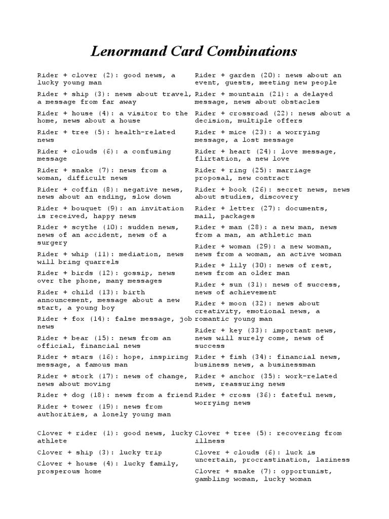lenormand-combination-cards | PDF | Luck | Flower Bouquet