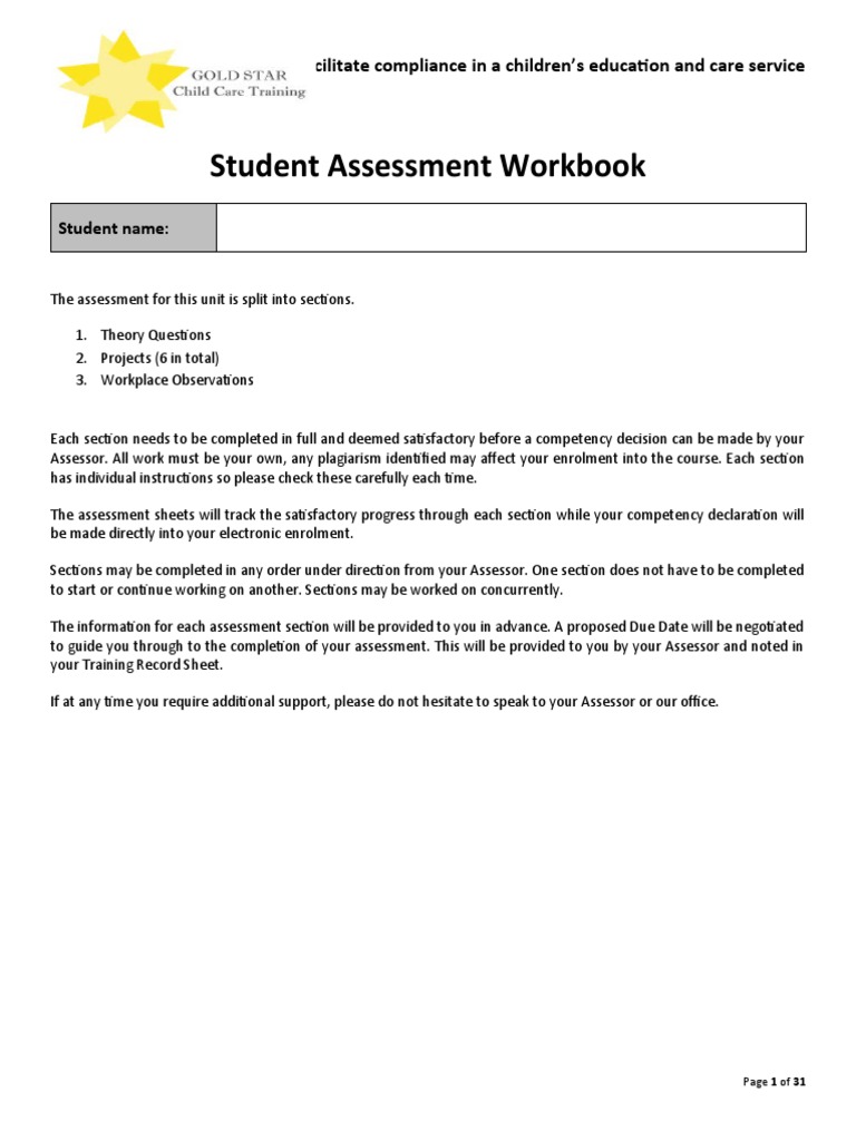 CHCECE044 - Student Assessment Workbook | PDF | Regulatory Compliance ...