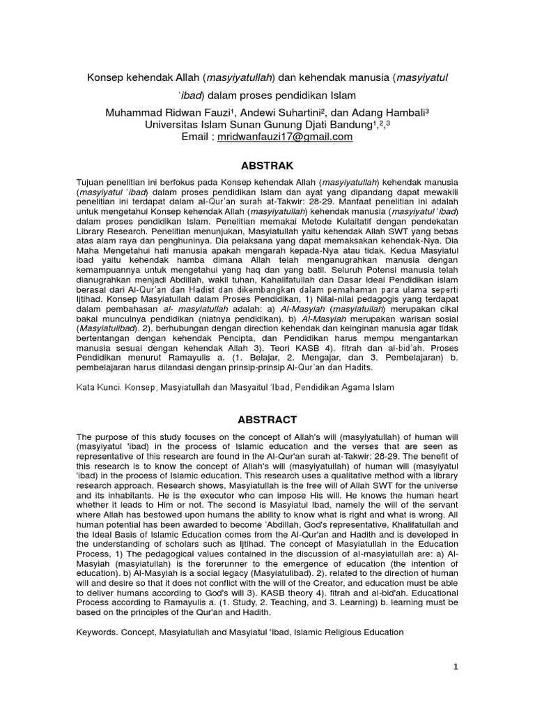 Konsep Masyiatullah Dan Masyiatul Ibad | PDF | Karier & Perkembangan