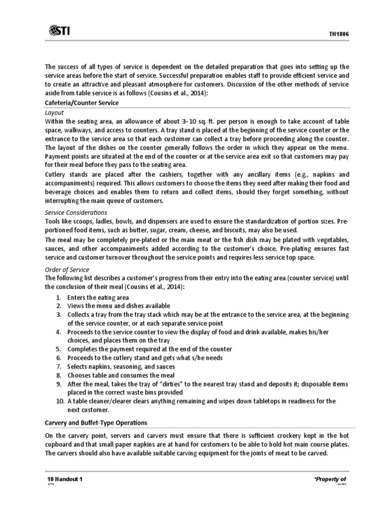 10 Handout 1 | PDF | Tableware | Buffet
