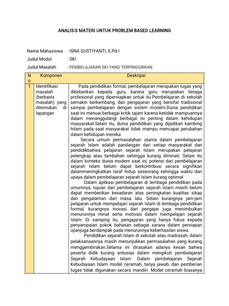 Analisa Materi PBL Ski | PDF