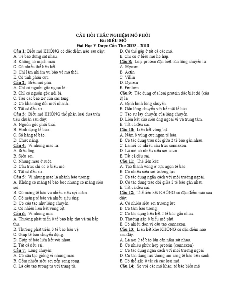 (123doc) Cau Hoi Trac Nghiem Mo Phoi | PDF