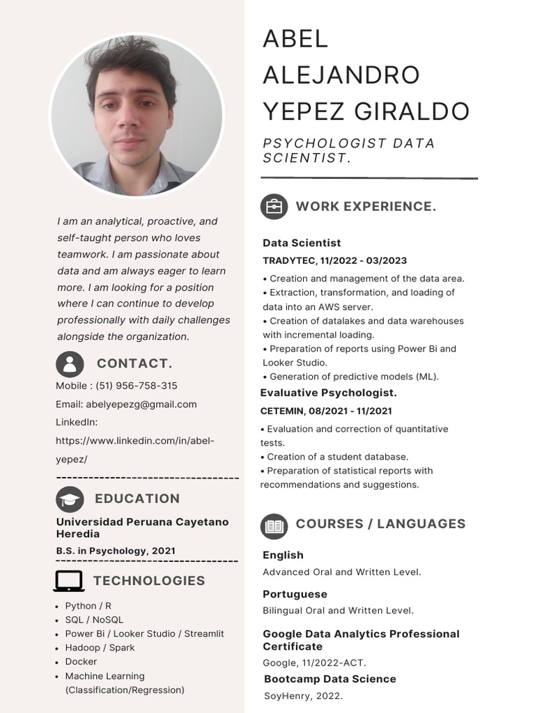 Abel Yepez CV Eng | PDF | Data Analysis | Information Technology Management