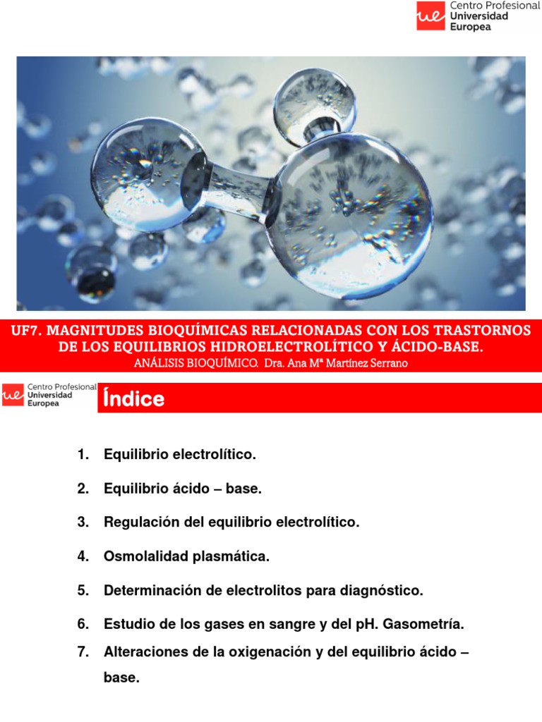 BQ - UF7. Magnitudes Bioquímicas Relacionadas | PDF | Sodio | Homeostasis