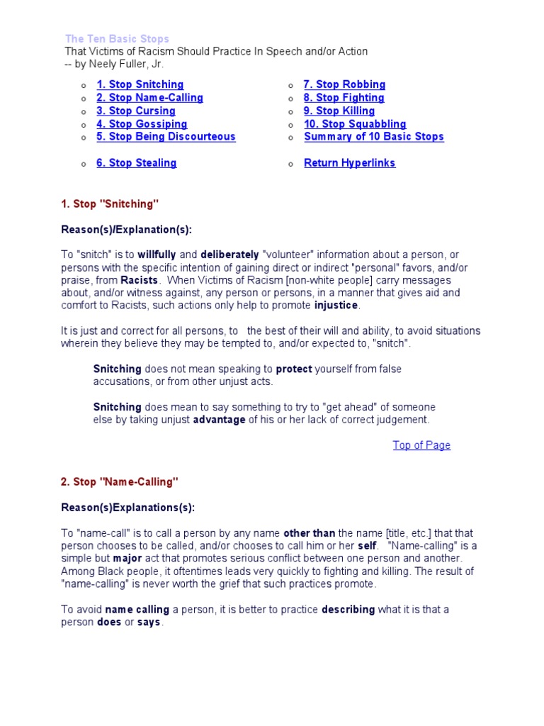 Ten Stops for Victims of Racism | PDF | Racism | Discrimination & Race ...