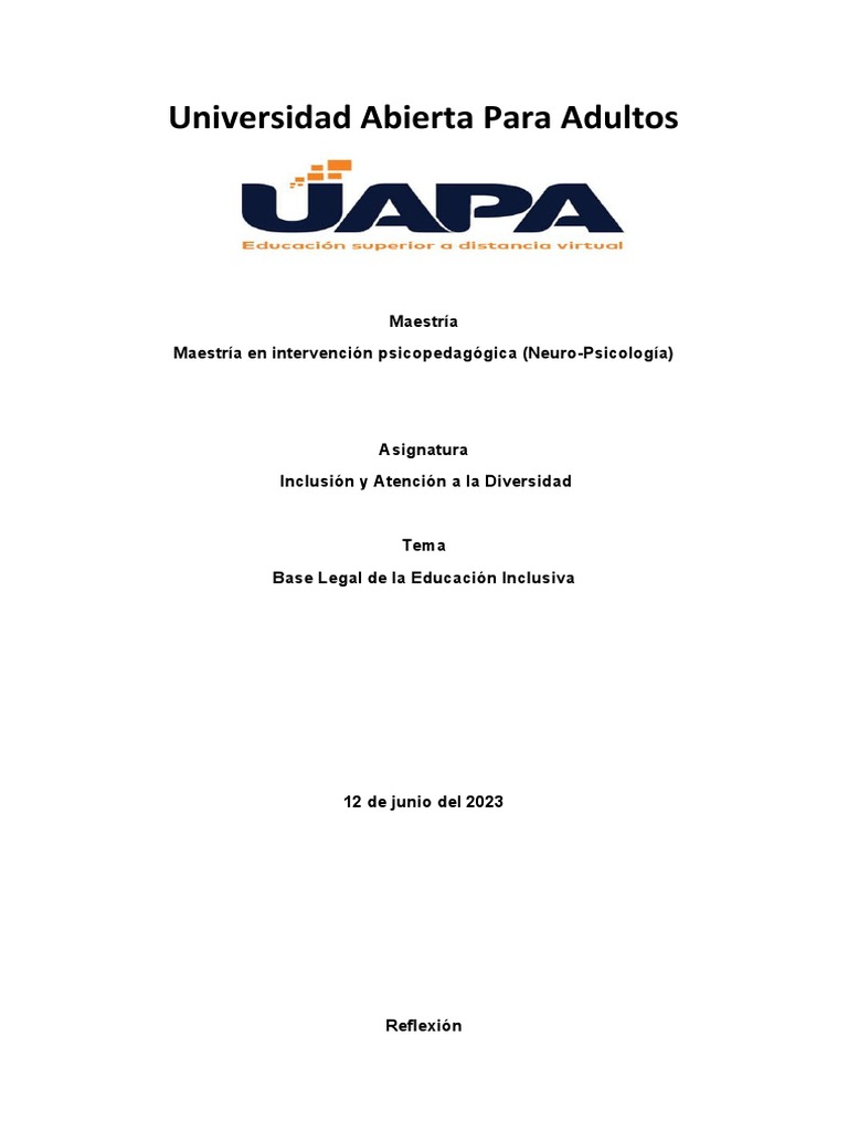 Base Legal de la Educación Inclusiva RD | PDF | Inclusión (Educación)