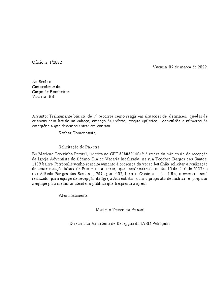 Modelo de Ofício para Desbravadores | PDF