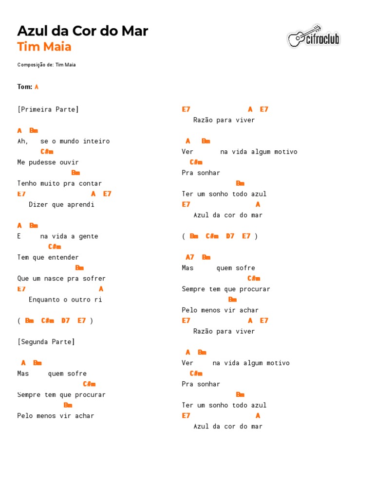 Tim Maia - Azul Da Cor Do Mar | PDF