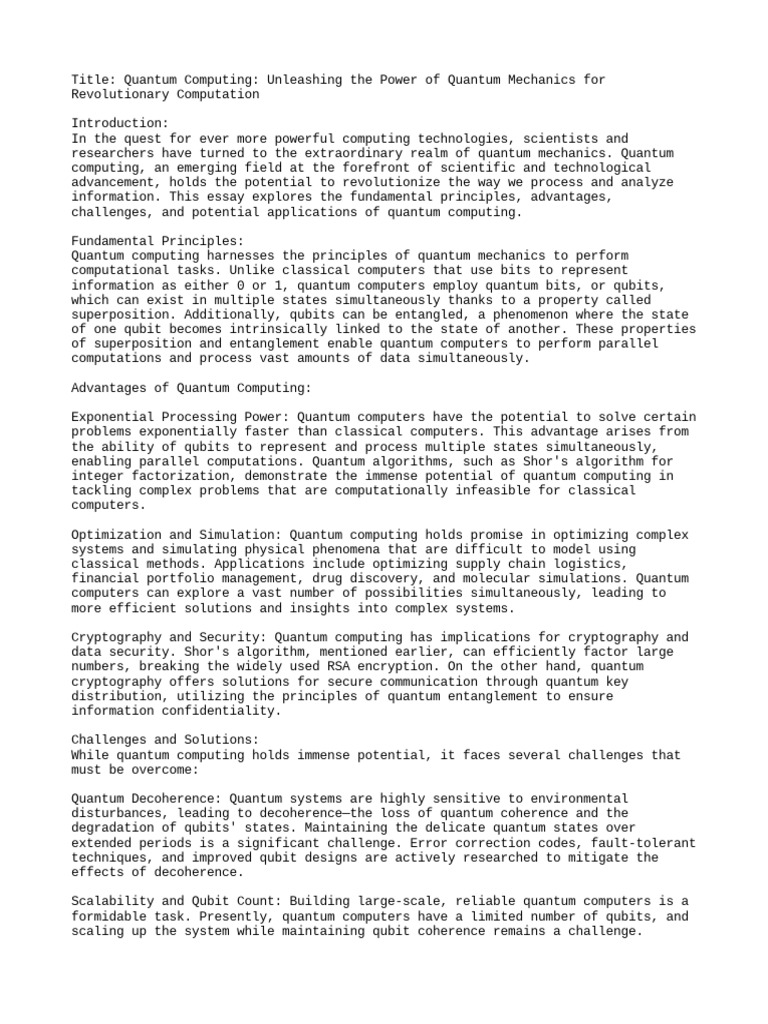 Quantum Computing Class Notes | PDF Quantum Computing Class Notes | PDF