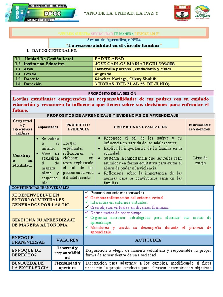 Sesion 4 Unidad 3 de 4to | PDF | Aprendizaje | Maestros