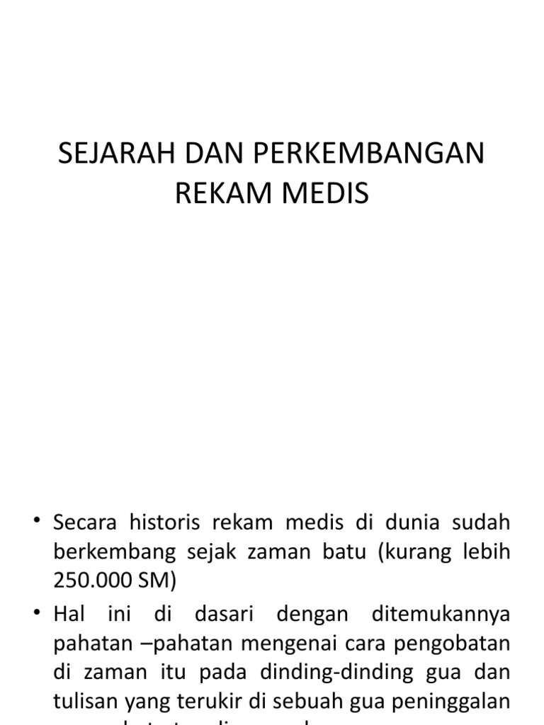 Sejarah Dan Perkembangan Rekam Medis | PDF