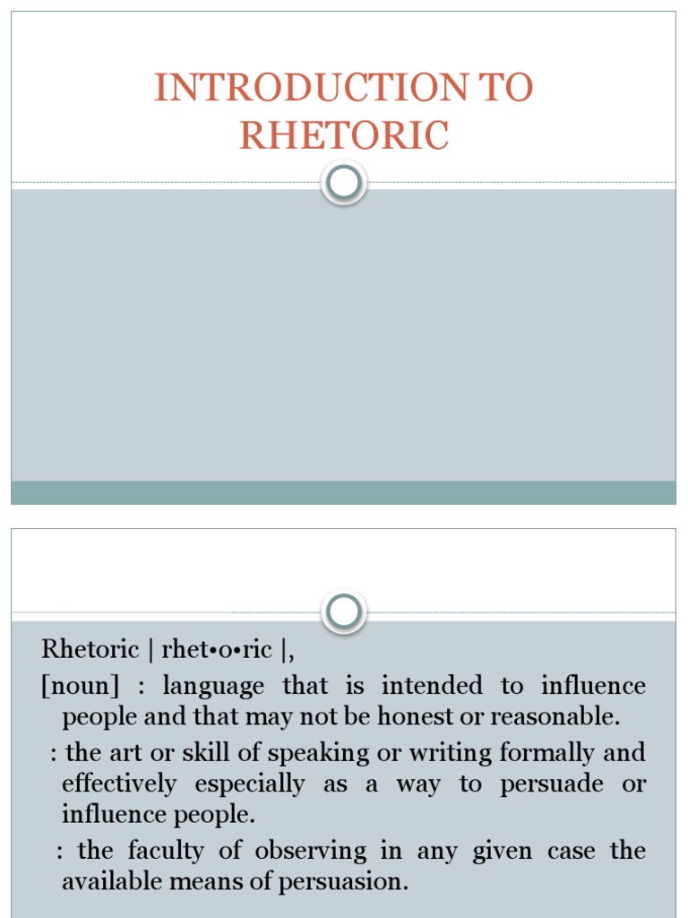 Introduction To Rhetoric | PDF