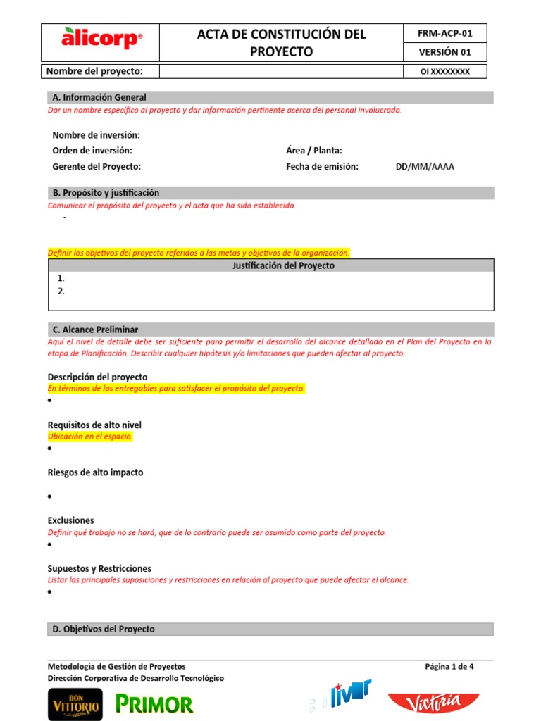 FRM-ACP-01 Acta de Constitucion | PDF | Business