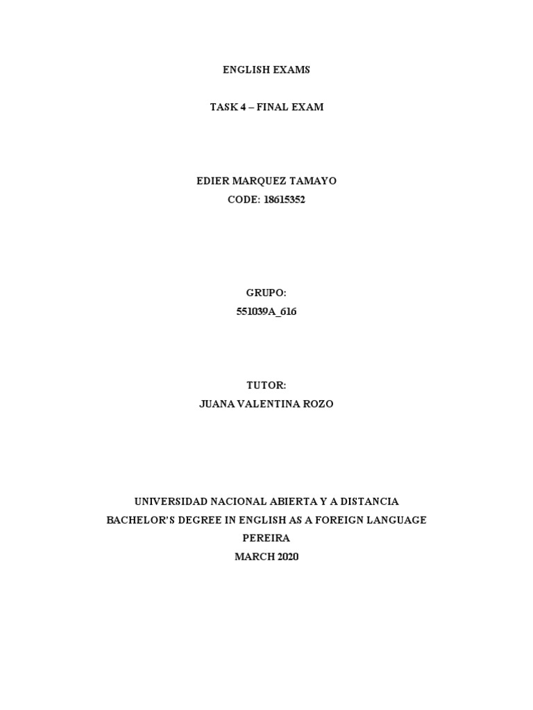 Task 4 - Final Exam | PDF | Cognitive Science | Learning