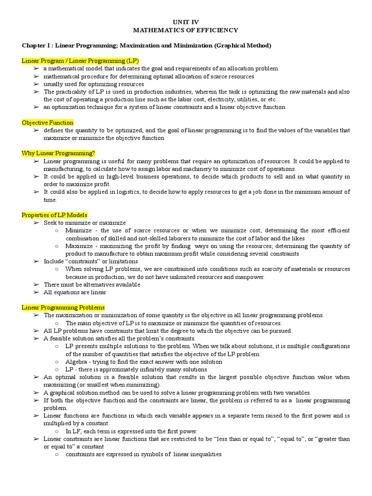 Mathematics in The Modern World - Finals - Reviewer | PDF | Linear Programming | Mathematical ...