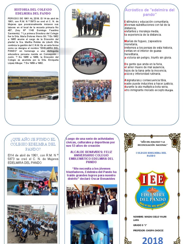 Historia Del Colegio Edelmira Del Pando | PDF