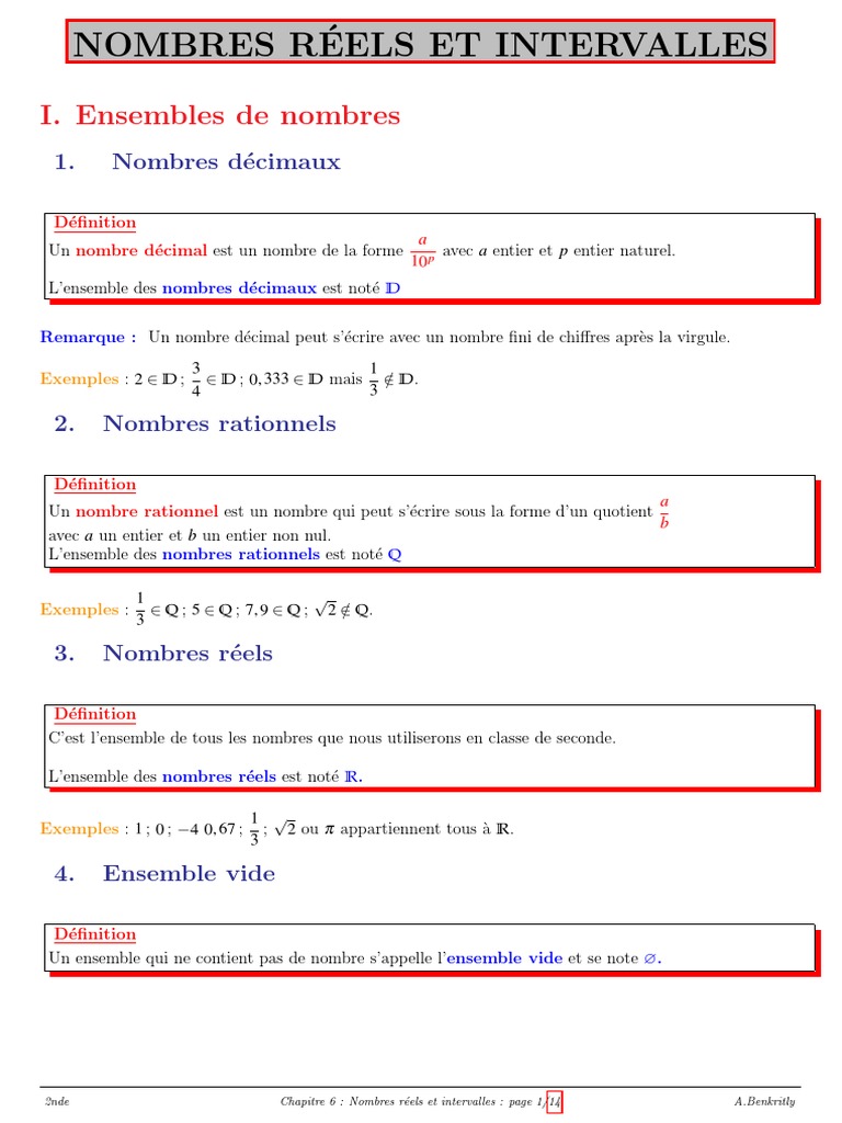 6 Nombres Reels Intervalles 5 | PDF | Intervalle (mathématiques) | Pi