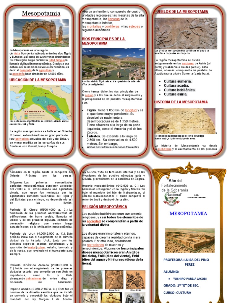 TRIPTICO Mesopotamia | PDF | Mesopotamia | Babilonia