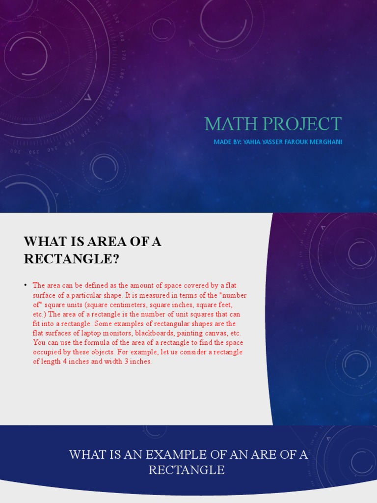 Area of A Rectangle (Math Project) | PDF