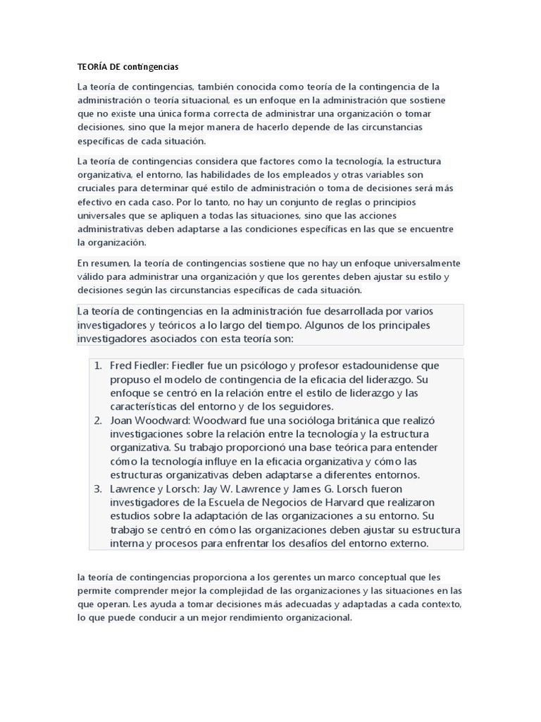 Teoría de Contingencias | PDF | Conceptos psicologicos | Ciencia cognitiva