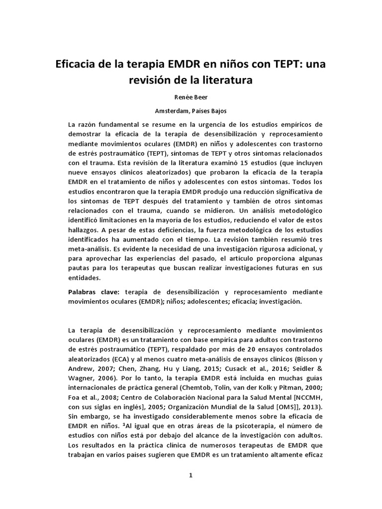 Eficacia de La Terapia EMDR en Niños Con TEPT | PDF