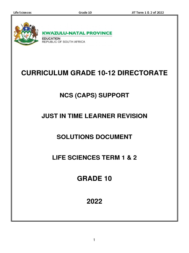 Jit 2022 Term 1& 2 Grade 10 LFSC Solutions(2) | PDF
