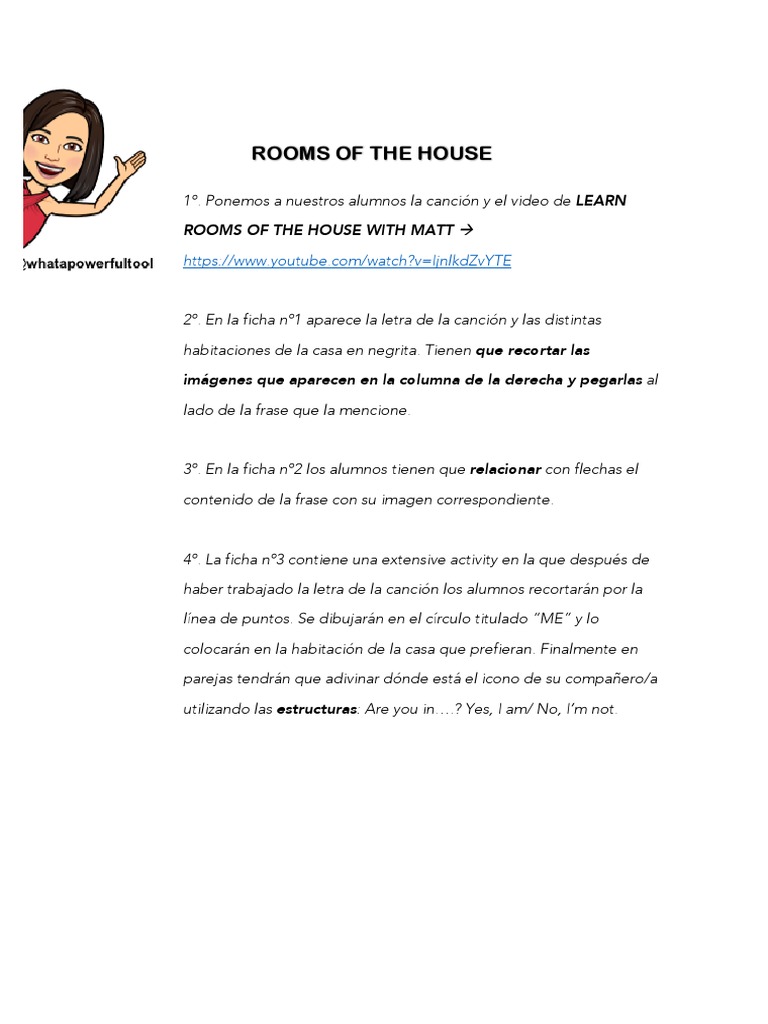 Actividades sobre las habitaciones de la casa | PDF
