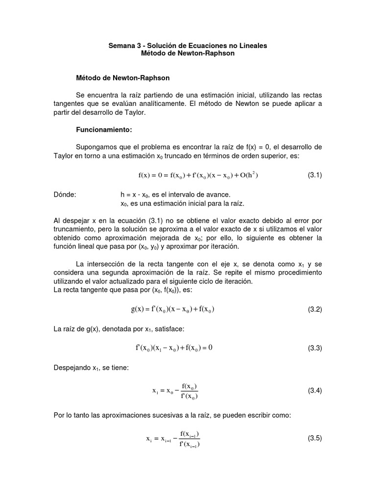 Metodo de Newton-Raphson | Descargar gratis PDF | Matemáticas Aplicadas ...