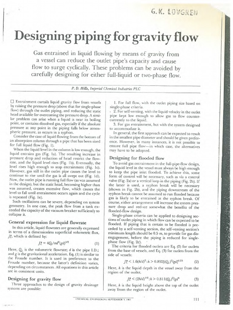 Designing Piping For Gravity Flow | PDF