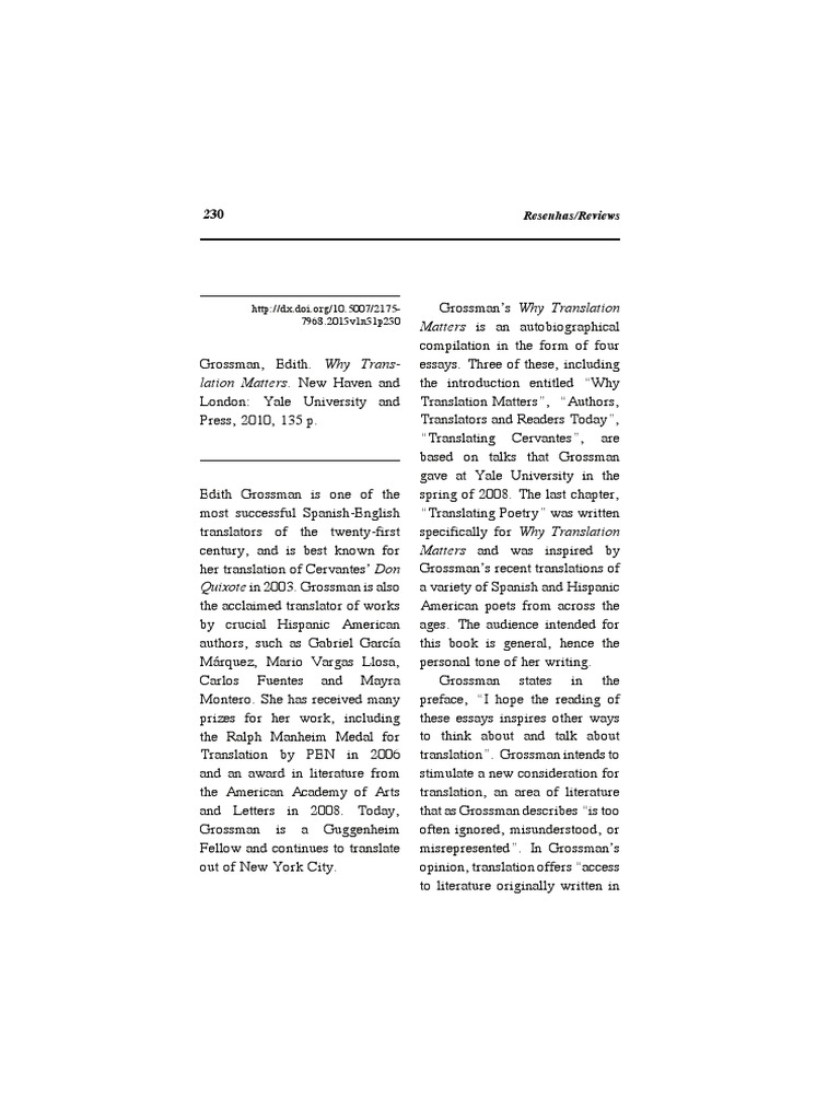 Why Translation Matters Edith Grossman (1) | PDF