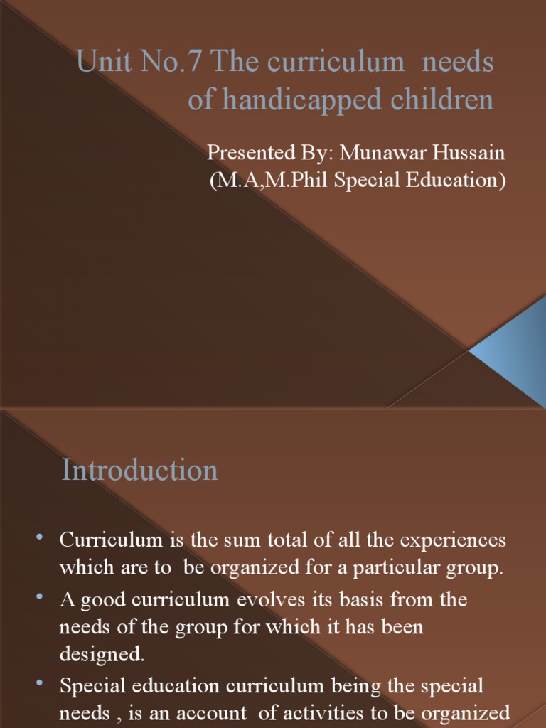 Unit.7 Course Code 672 by Munawar | PDF | Special Education | Curriculum