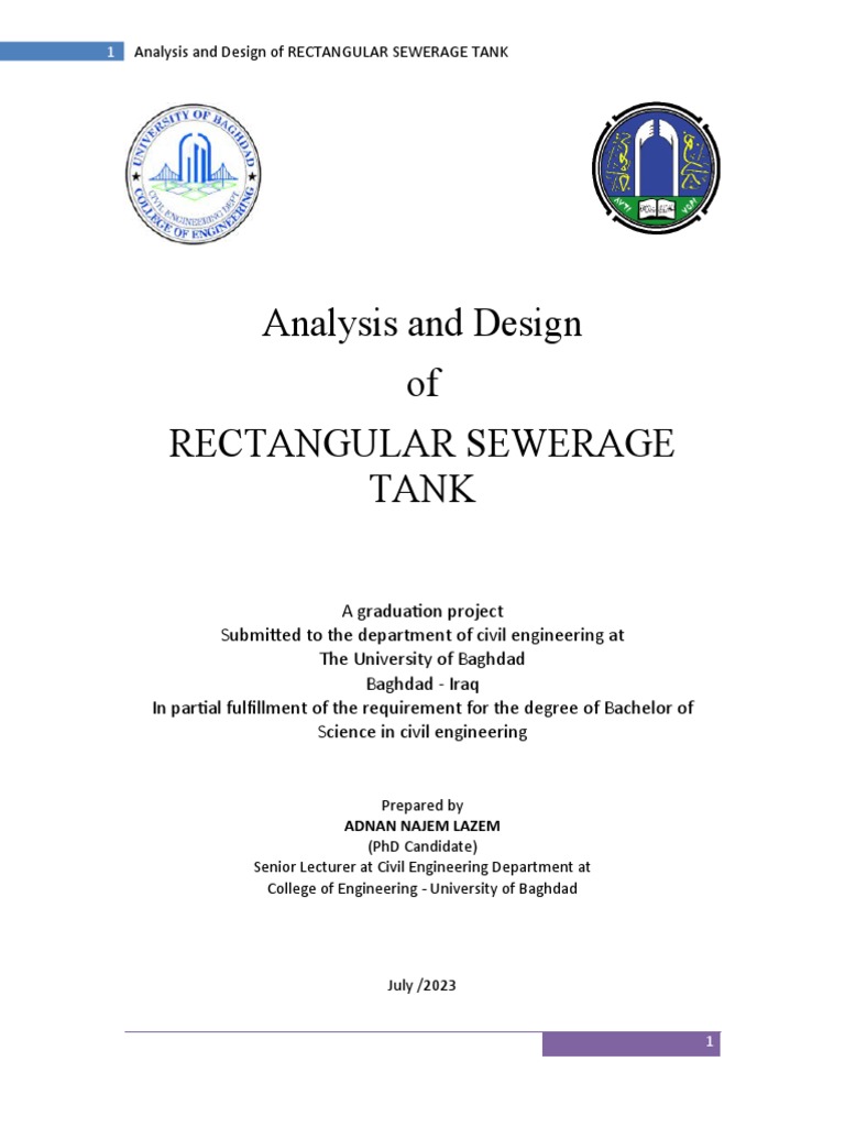 Rectangular Sewerage Tank Design Analysis | PDF | Matrix (Mathematics ...