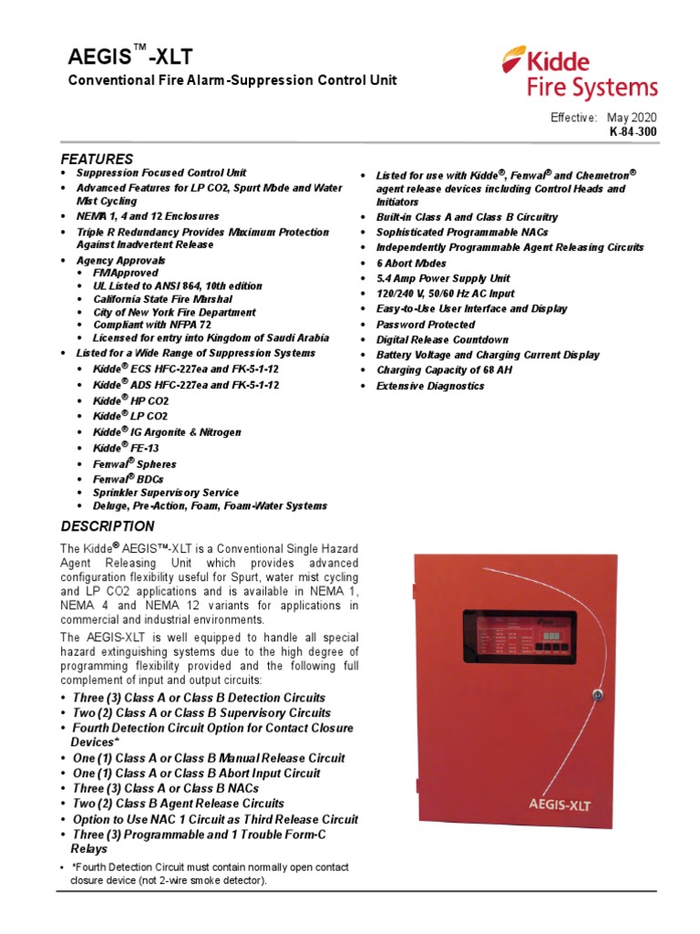 AEGIS-XLT Conventional Fire Alarm-Suppression Control Unit K-84-300 ...