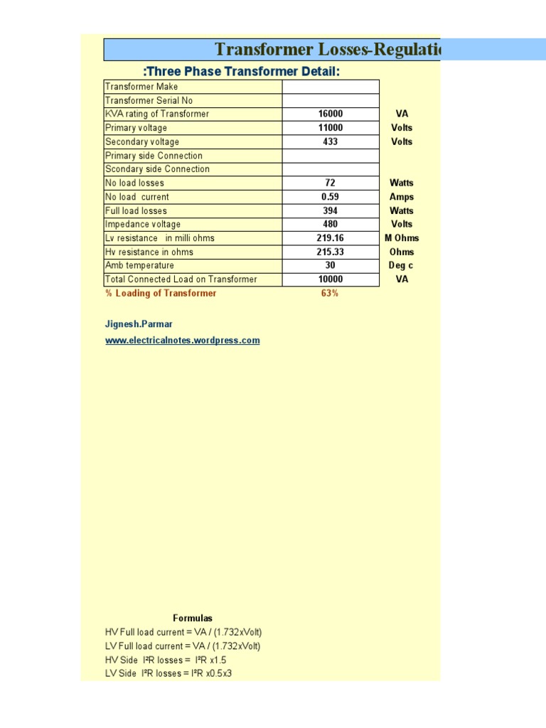 Transformer Efficiency and Loss Calculations | PDF | Electrical ...