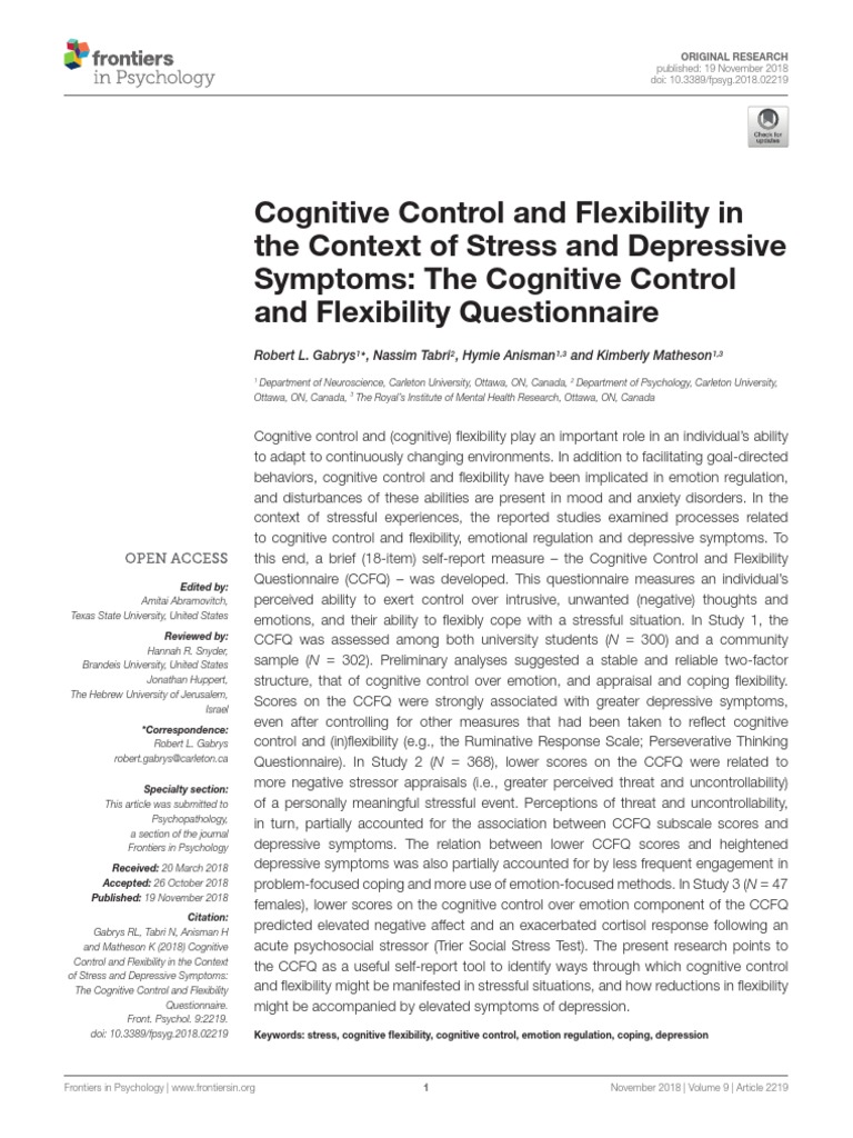 Cognitive Control and Flexibility in The Context of Stress and ...