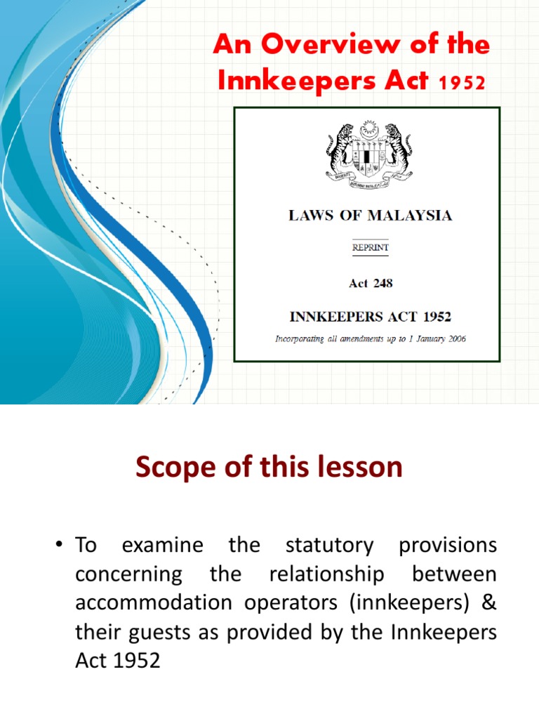 Innkeepers Act 1952 | Download Free PDF | Inn | Legal Liability