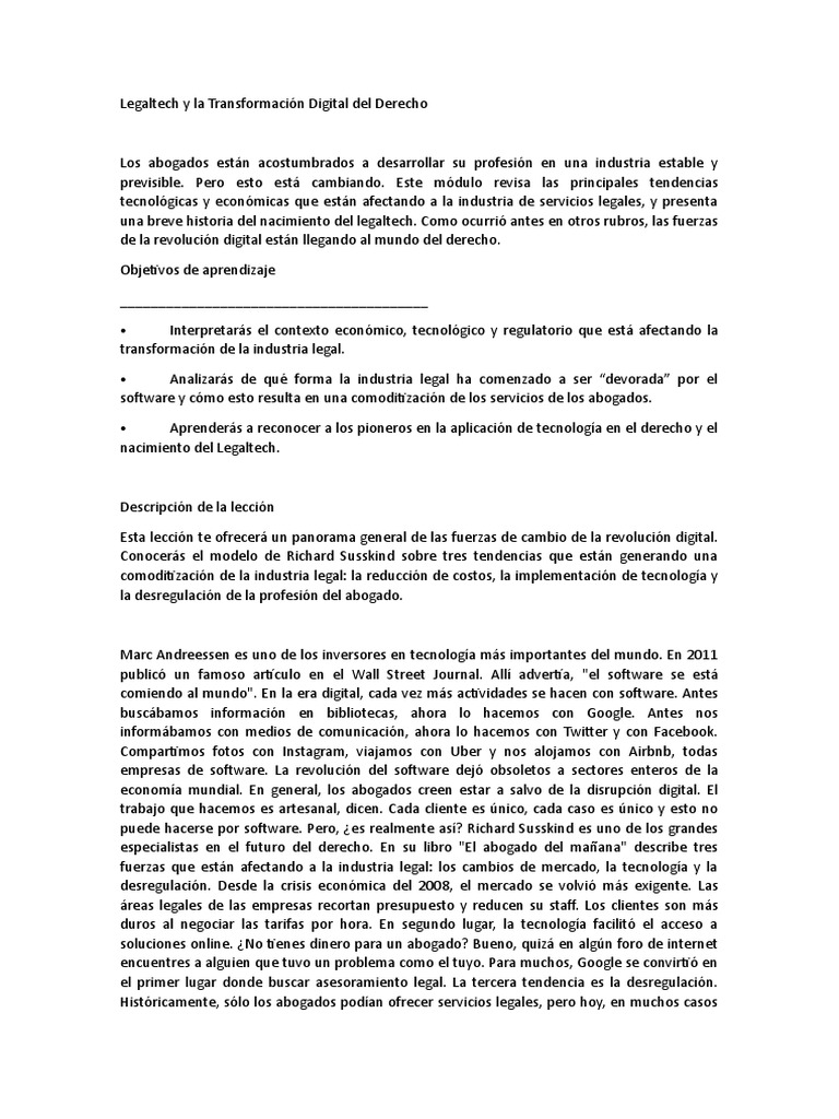 Legaltech y La Transformación Digital Del Derecho | PDF