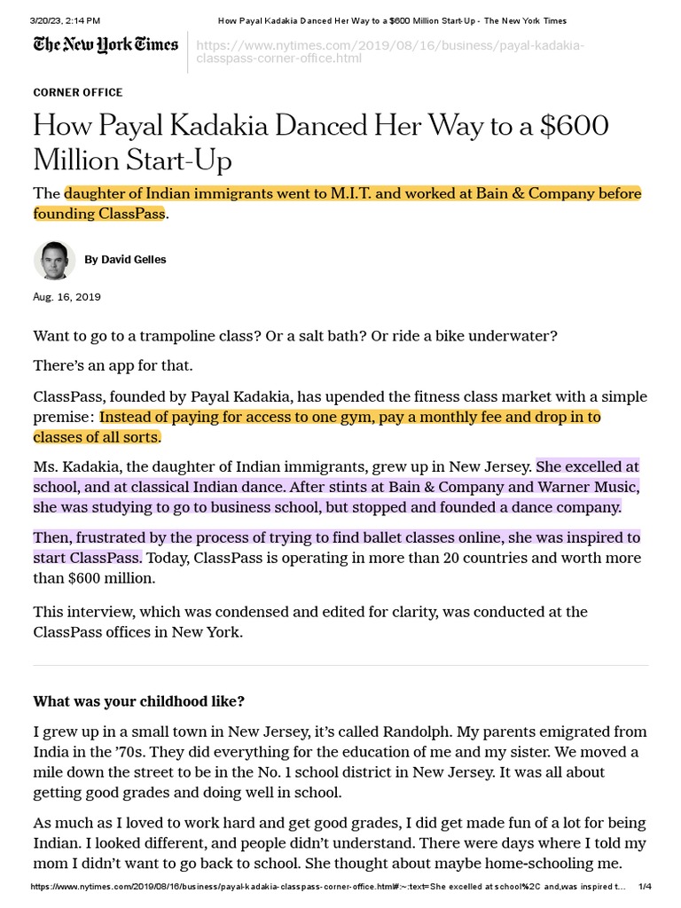 How Payal Kadakia Danced Her Way to a $600 Million Start-Up - The New ...