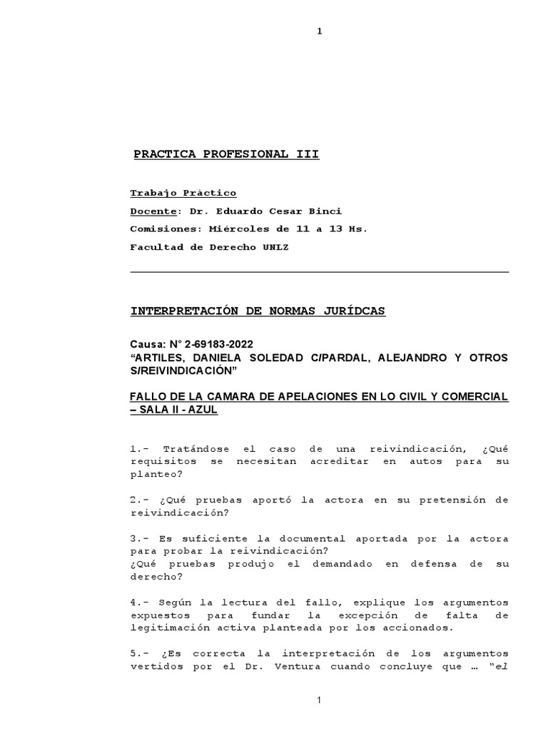 Interpretación de Normas Juridicas - Fallo de Cámara Civil y Comercial ... Interpretación de Normas Juridicas - Fallo de Cámara Civil y Comercial ...