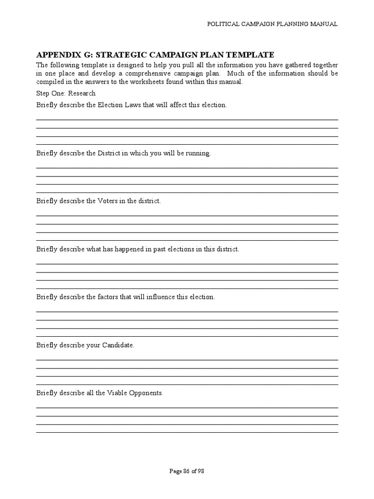 Political Campaign Planning Manual | PDF | Political Campaigns | Elections