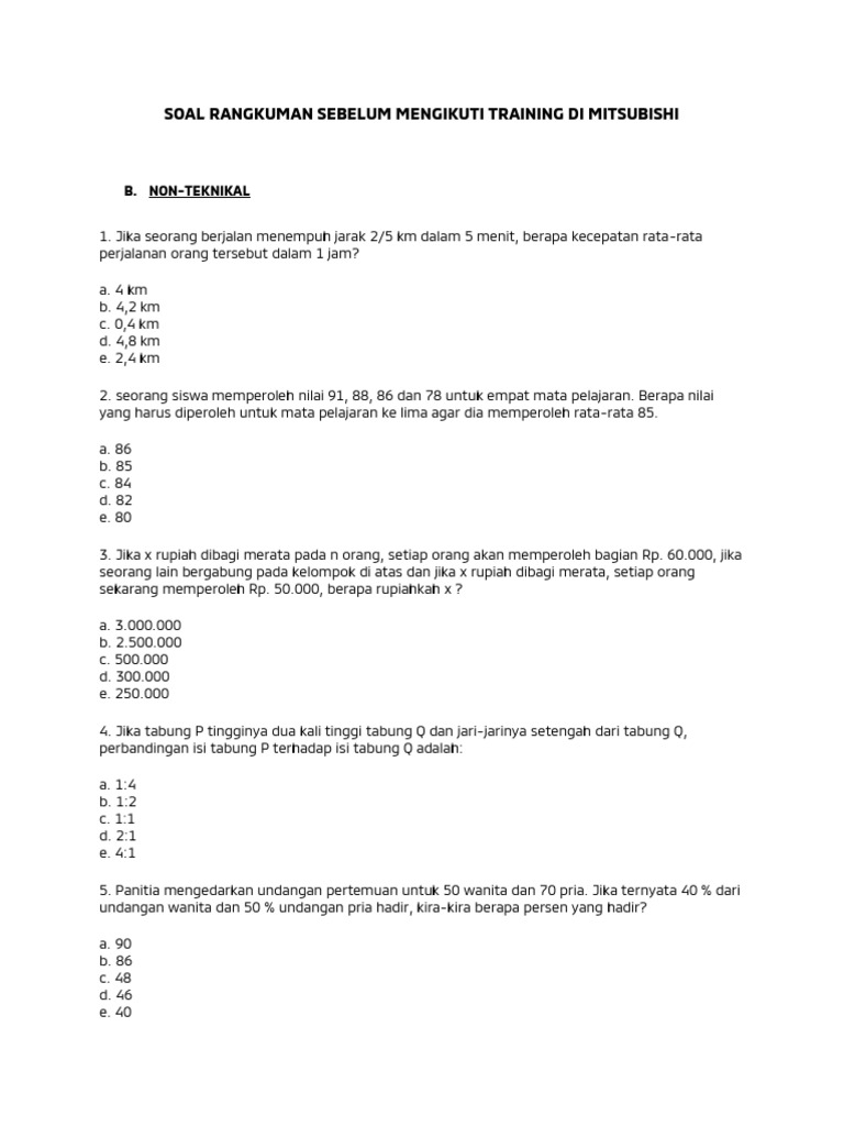 Soal Test Junior Mekanik (Non-Technical) | PDF | Griya & Taman | Seni