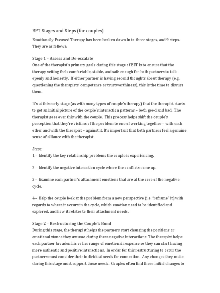 EFT Stages and Steps for Couples | PDF | Career & Growth | Science ...