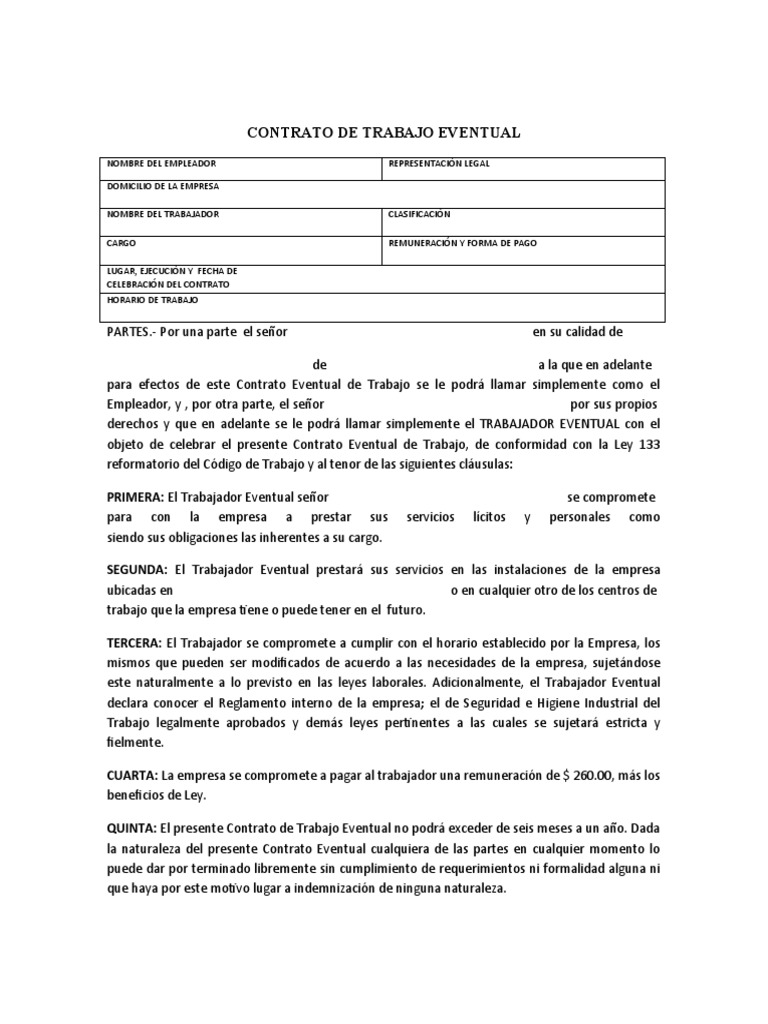 Contrato de Trabajo Eventual | PDF | Justicia | Crimen y violencia
