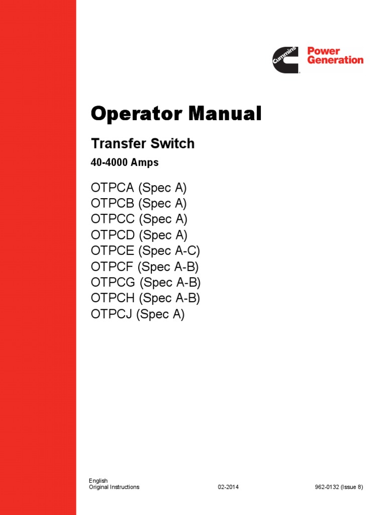 Cummins OTPC Series Operator Manual | PDF
