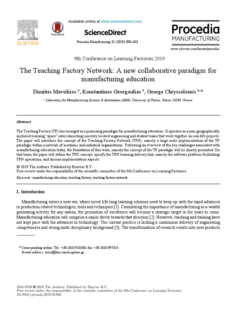 The Teaching Factory Network - A New Collaborative Paradigm For ...