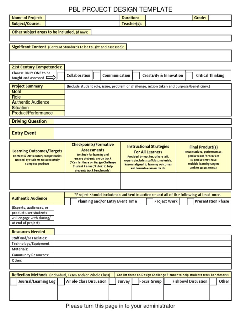 PBL-Project-Design-Template_Fillable-Form | PDF | Educational ...