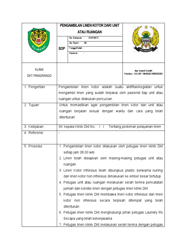 Prosedur Linen Klinik DKT | PDF | Griya & Taman